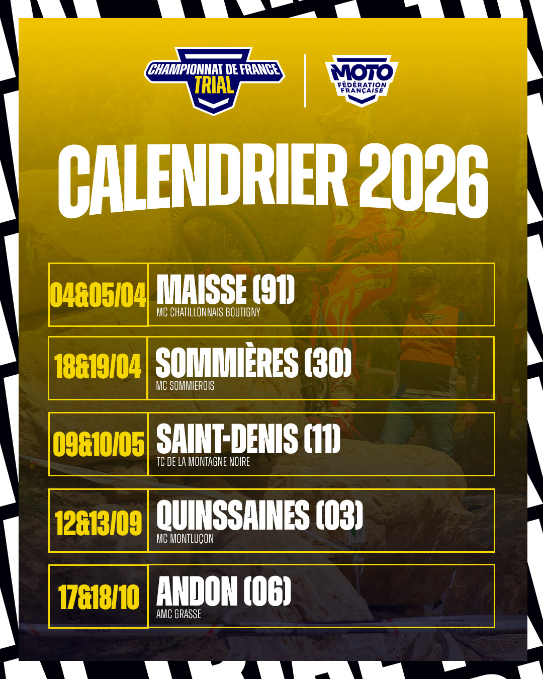 Les calendriers 2026 des championnats de France Trial sont désormais ...
